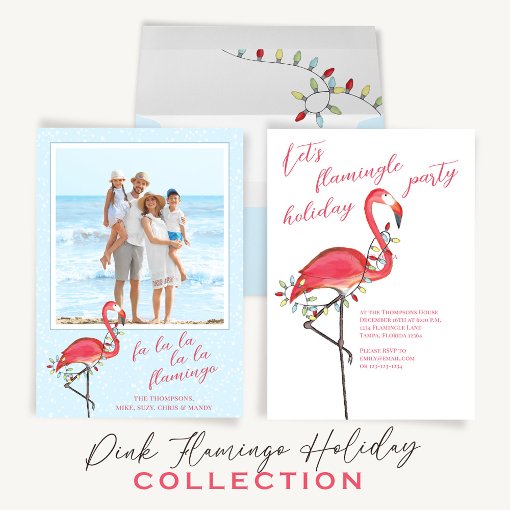 Christmas Holiday Flamingo QR Code Social Media Postcard | Zazzle