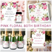 Pink Floral 80th Birthday Napkins | Zazzle