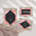 Geometric Botanical Pink Floral Wedding Invitation | Zazzle