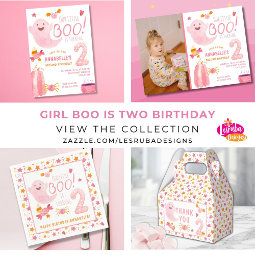 Pink Ghost Little Boo Girls Second Birthday Thank You Card | Zazzle
