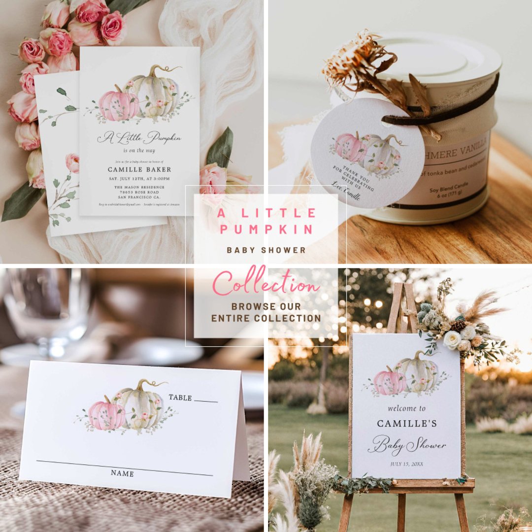 Little Pumpkin Pink Girl Baby Shower Invitation | Zazzle
