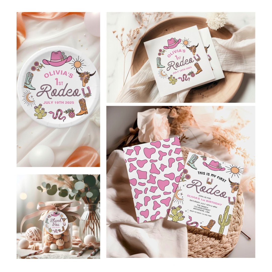 Third Rodeo Pink Western 3rd Birthday Invitation | Zazzle