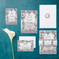 Pink Silver White Floral Wedding Invitation | Zazzle