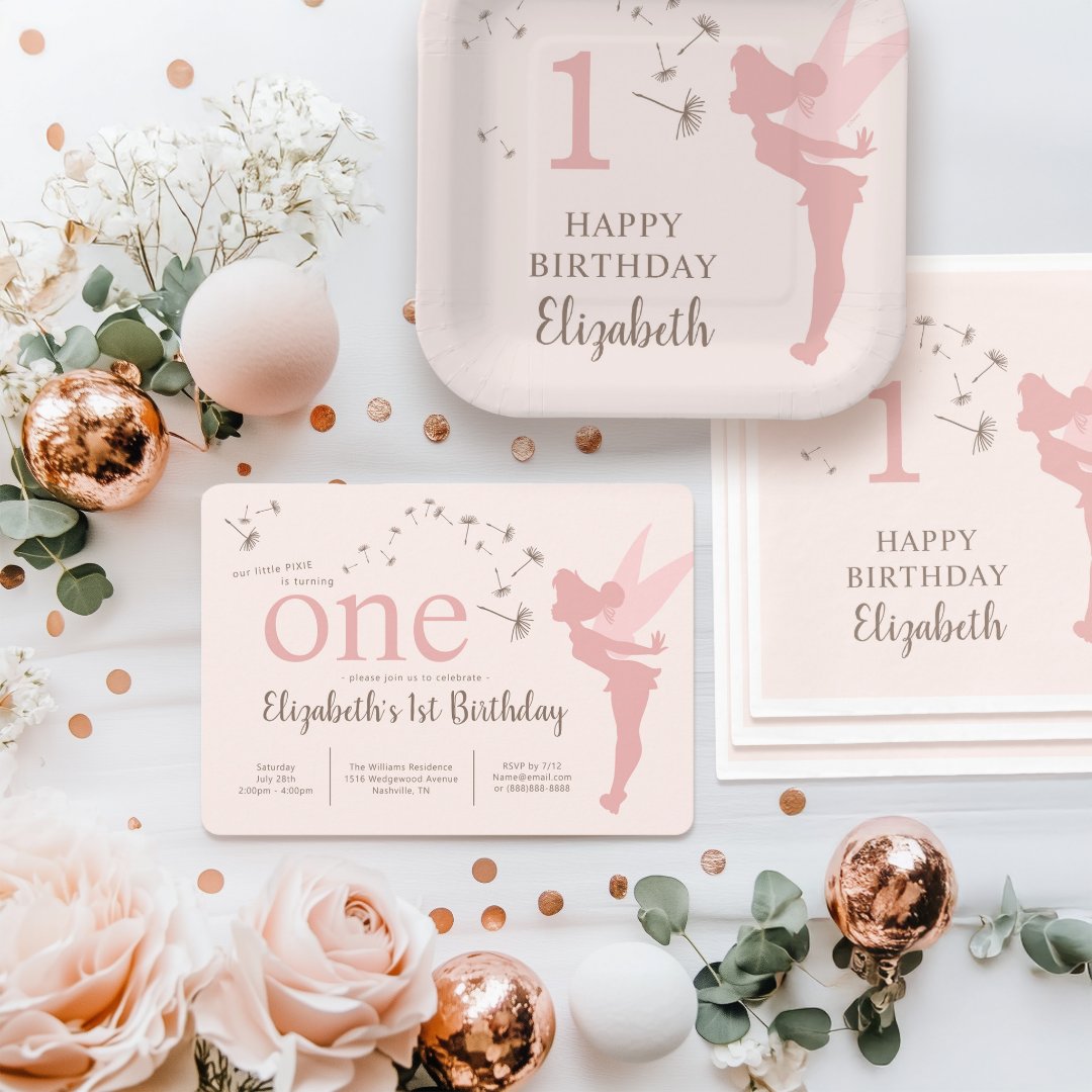 Tinker Bell First Birthday Pink Invitation | Zazzle