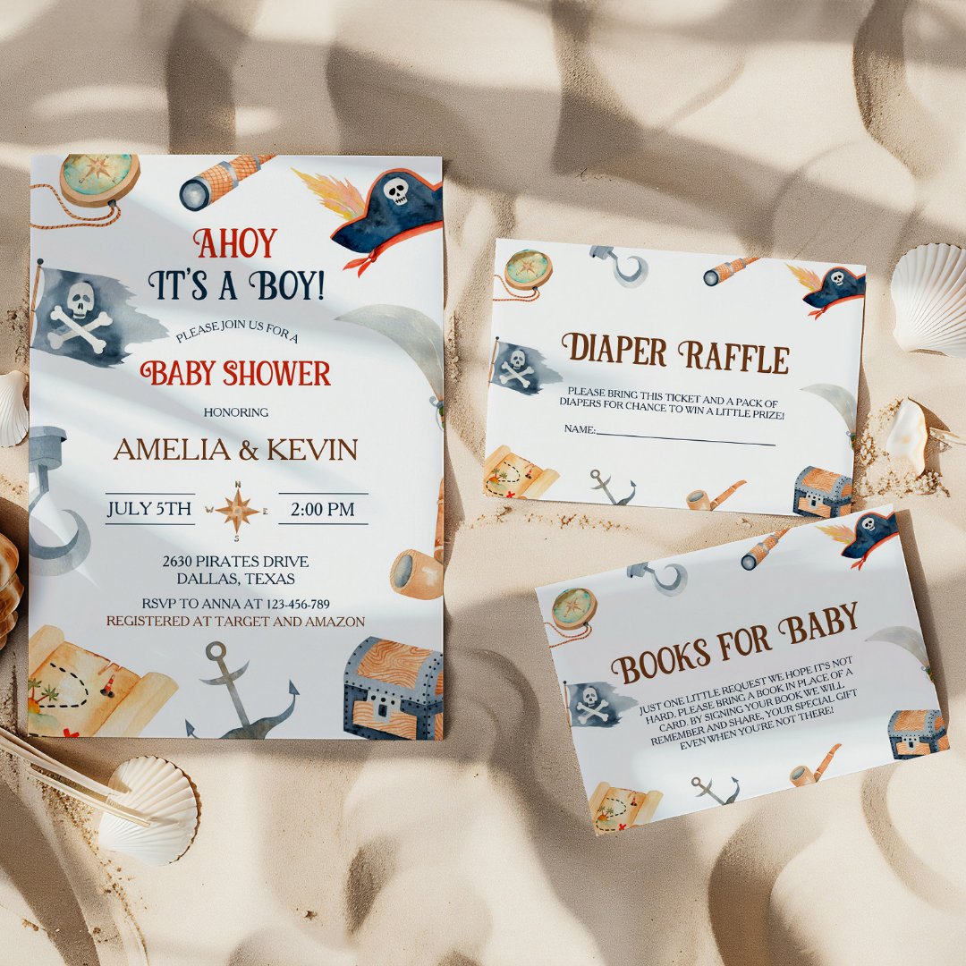 Ahoy It's A Boy Pirate Baby Shower Photo Invitation | Zazzle