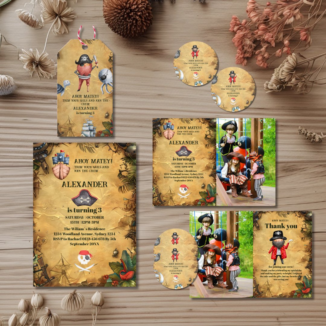 Pirate Themed Birthday Party Paper Plates | Zazzle