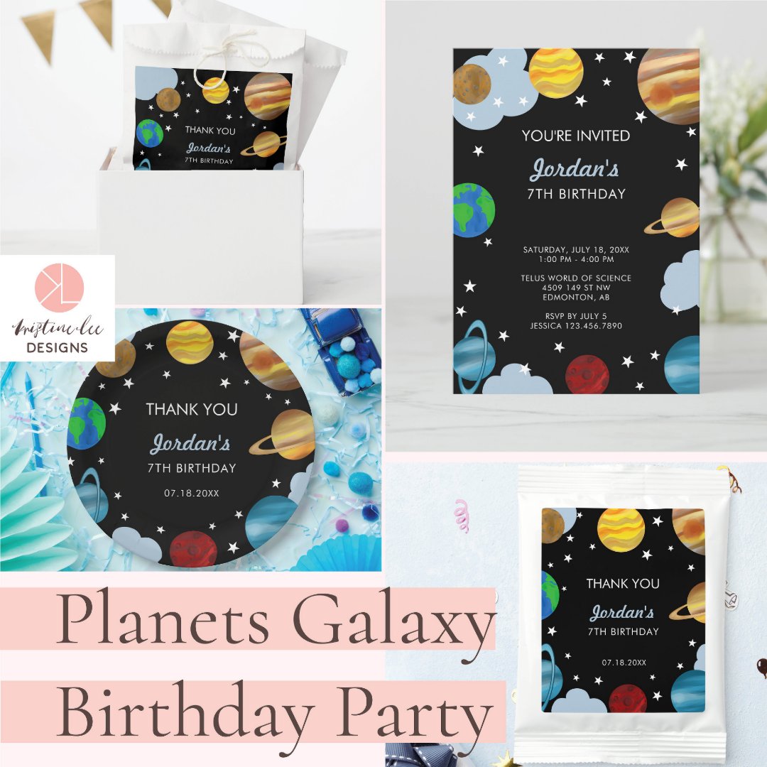 Outer Space Birthday Planets Galaxy Boys Party Paper Plates | Zazzle