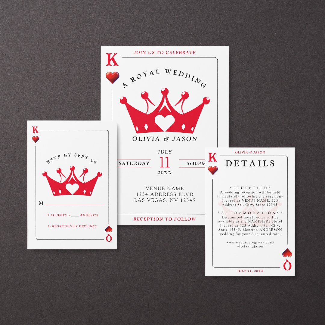King & Queen of Hearts Playing Card Table Number | Zazzle