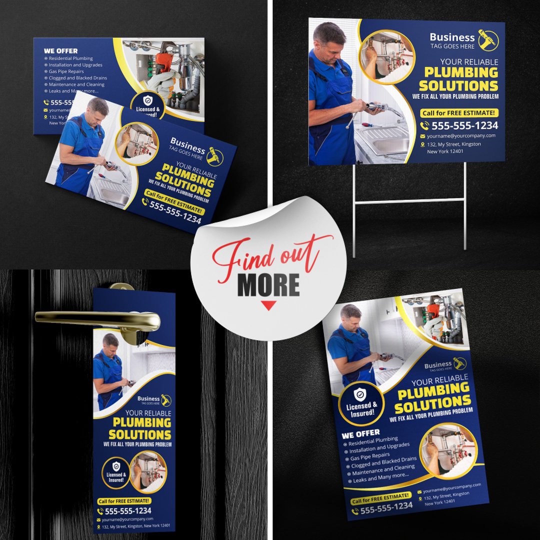 Plumber Plumbing Technician Contractor Blue Gold Business Card | Zazzle