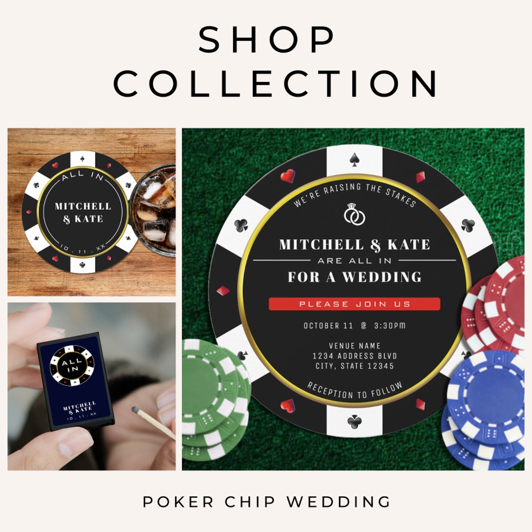 Poker Chip Wedding Reception Table Number | Zazzle