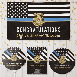 Police Blue Line Flag Congratulations Graduation Balloon | Zazzle