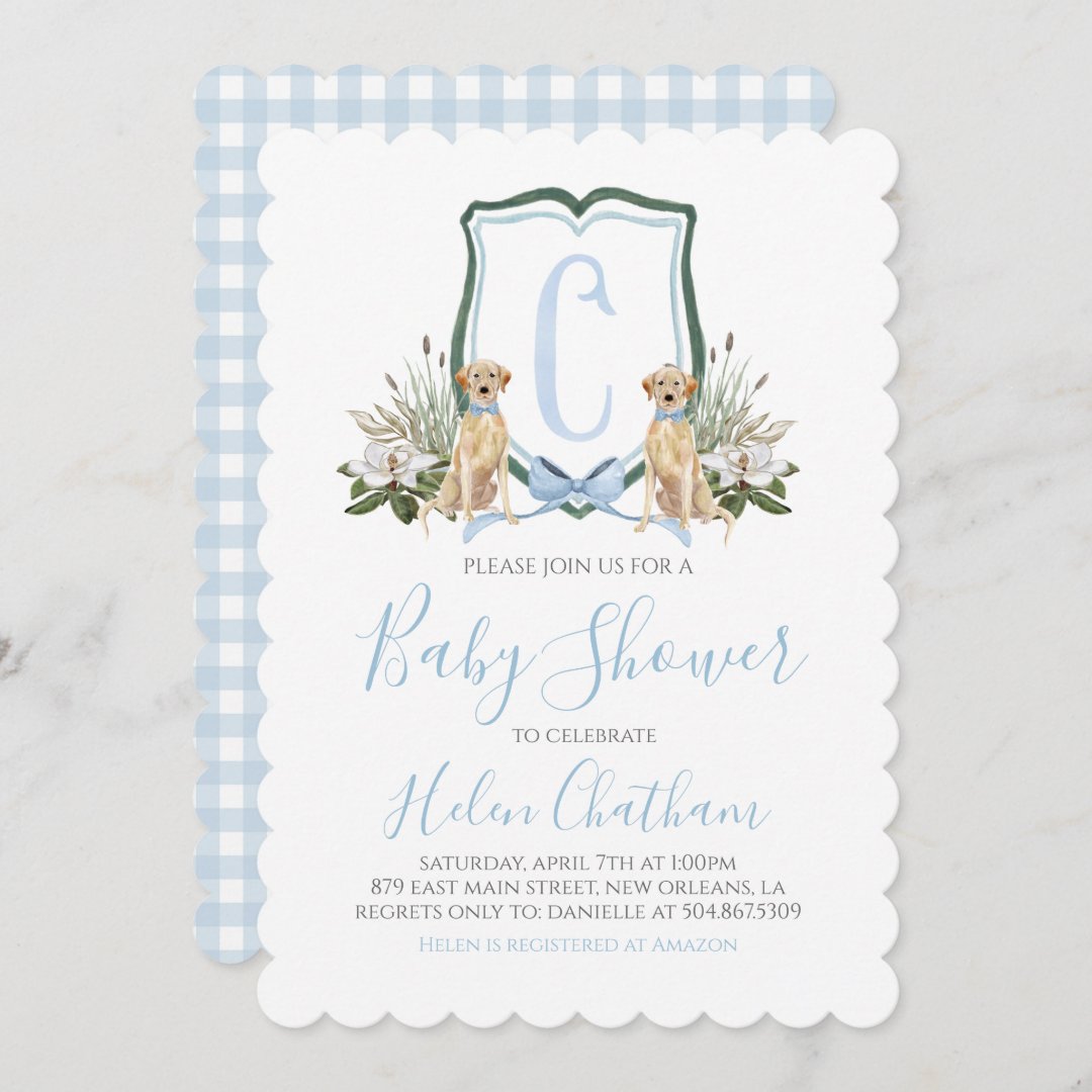 Preppy Southern Blue Boy Dog Baby Shower Sugar Cookie | Zazzle