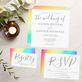 Pretty Rainbow Gradient Colorful LGBTQ Wedding Invitation | Zazzle