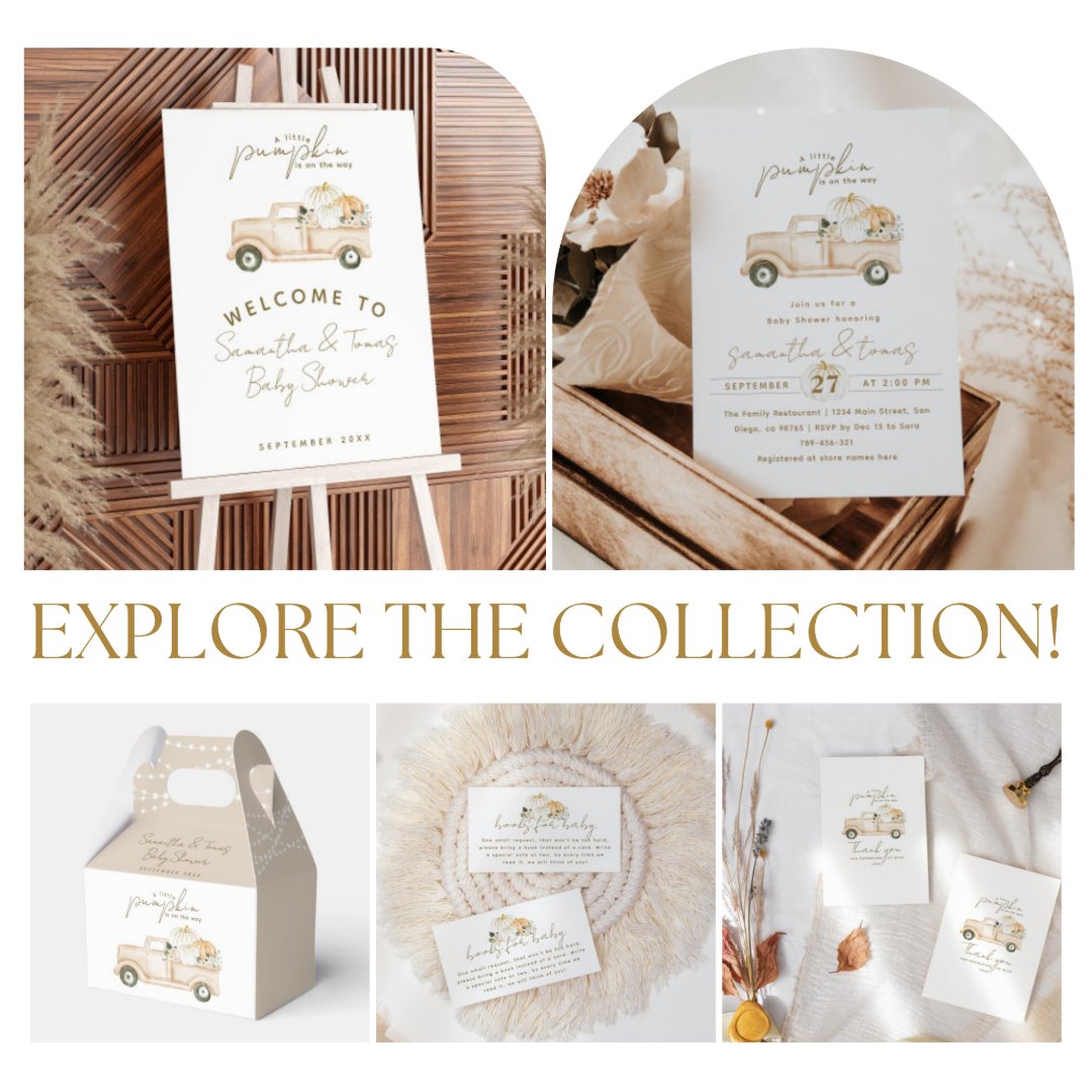 Pumpkin Minimalist Simple Modern Fall Baby Shower Invitation | Zazzle