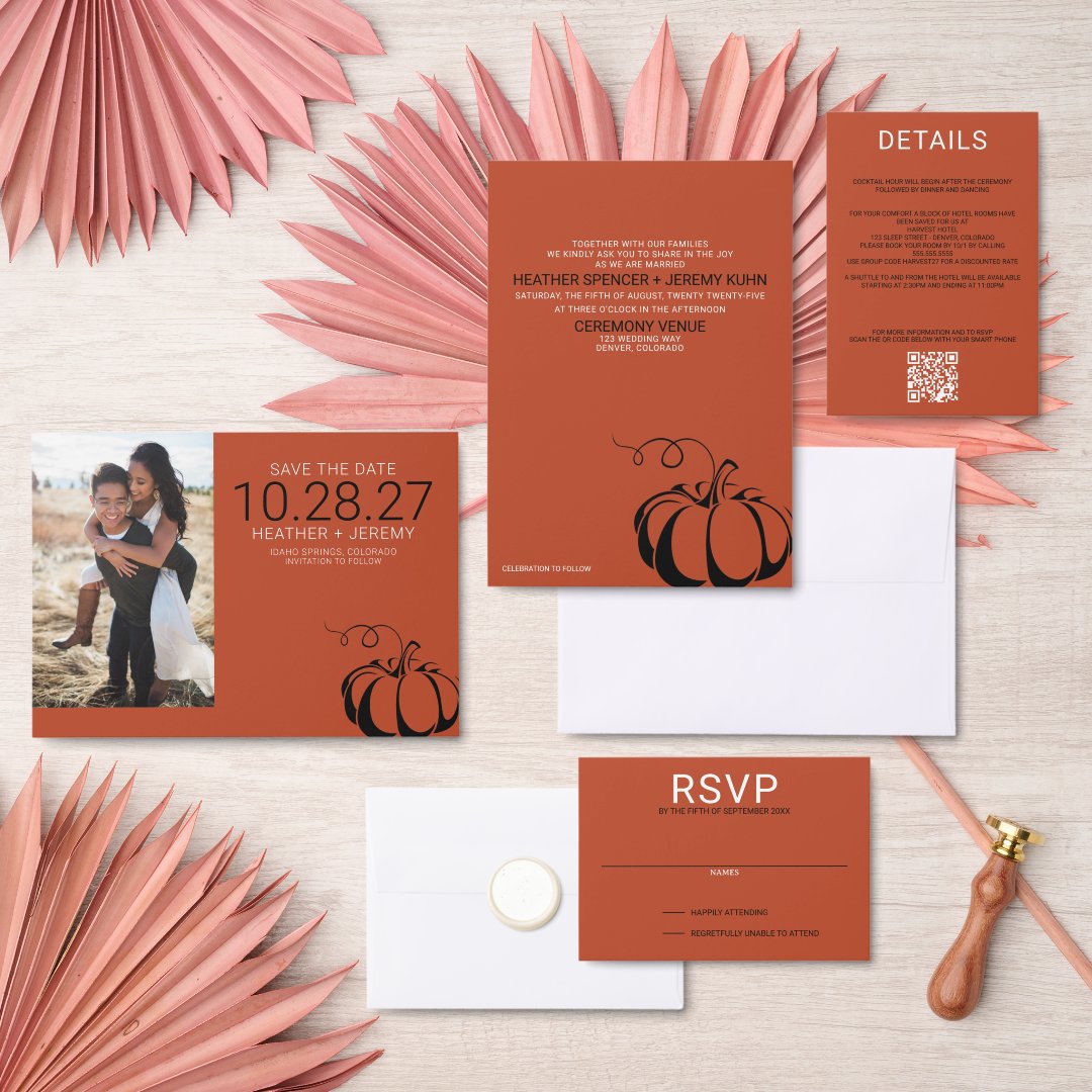 Pumpkin Spice QR Code and Details Enclosure Card | Zazzle