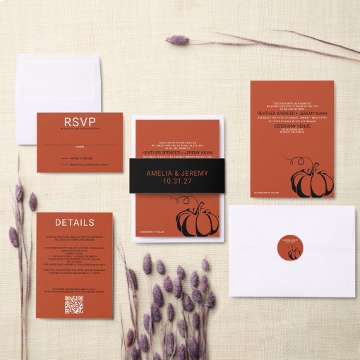 Pumpkin Spice QR Code and Details Enclosure Card | Zazzle