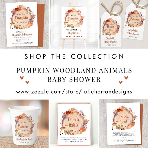 Pumpkin Woodland Animals Baby Shower Thank You Classic Round Sticker ...