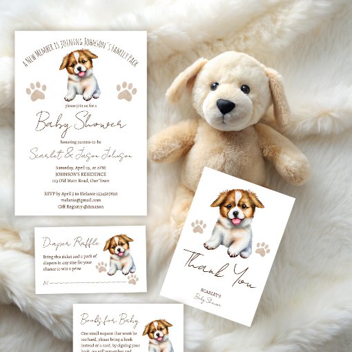 Puppy dog themed baby shower template | Zazzle