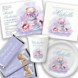 Elegant Pink Purple 75th Birthday Tea Party Invitation | Zazzle