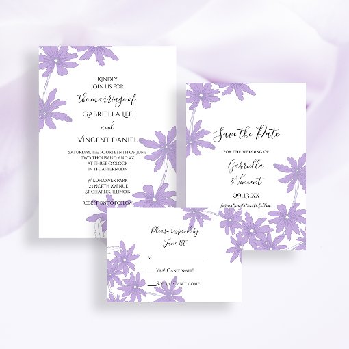 Purple Daisies Wedding Charity Favor Card | Zazzle