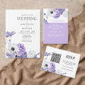 Purple Floral Wedding Flat Menu Card | Zazzle