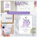 Purple Flower Script Bridal Shower Thank You Gift Tags | Zazzle