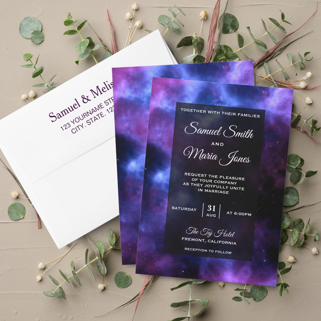 Space Nebula Purple Galaxy Wedding Table Number | Zazzle
