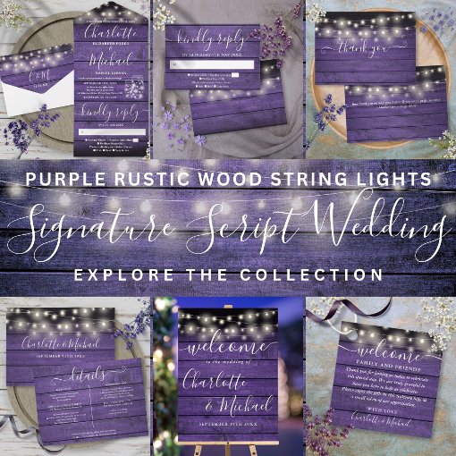 String Light Mason Jars Rustic Purple Wood Wedding All In One ...