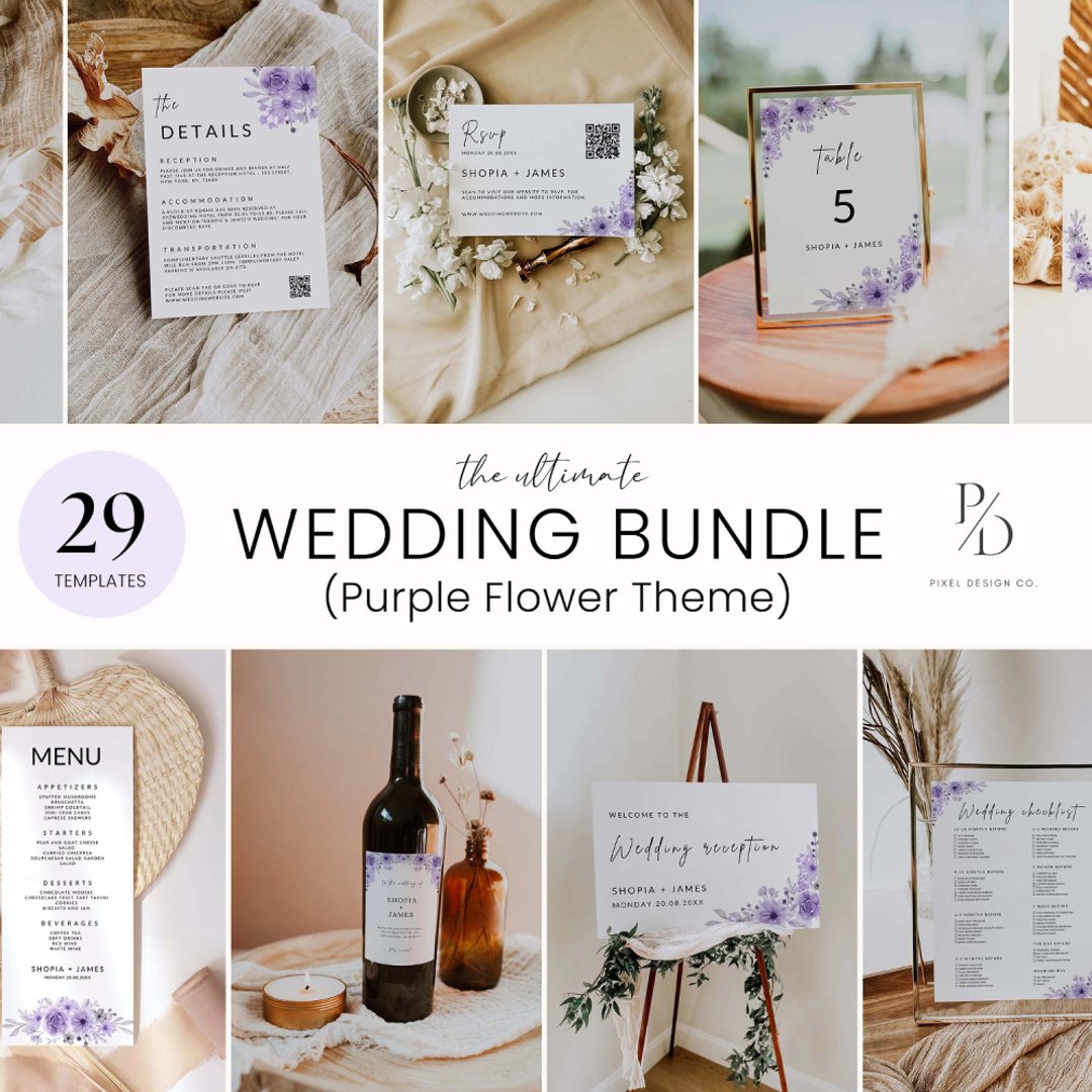 Purple Wedding Ceremony Program Template | Zazzle