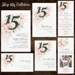 15th Birthday Quinceanera Rustic Floral Watercolor Invitation | Zazzle