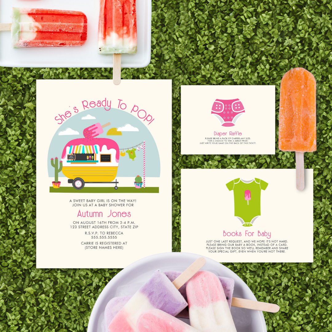 Ice Pop Baby Clothes Girl Baby Shower Book Request Enclosure Card | Zazzle
