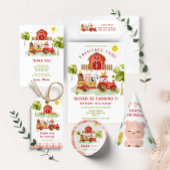 Red Farm animals first birthday party Invitation | Zazzle
