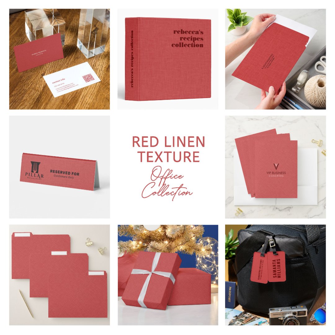Minimalistic Red Linen Texture 3 Ring Binder | Zazzle
