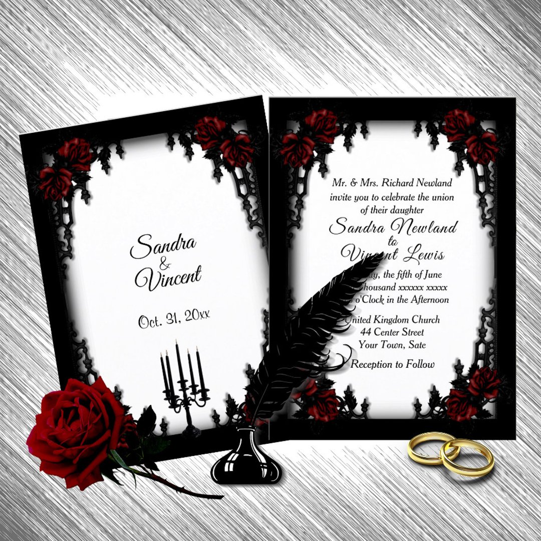 Red Goth Roses Personalized Unity Candle Set | Zazzle