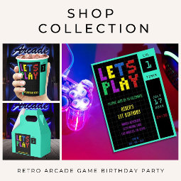Retro Arcade Game Kids 1st Birthday Party Foam Board | Zazzle