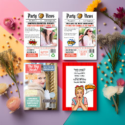 Retro Birthday Magazine Cover Invitation | Zazzle