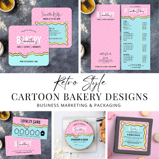 Modern Retro Colorful Pastry Chef Bakery Menu | Zazzle