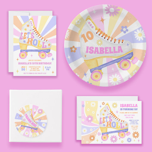 Retro Roller Disco Birthday Party Invitation | Zazzle