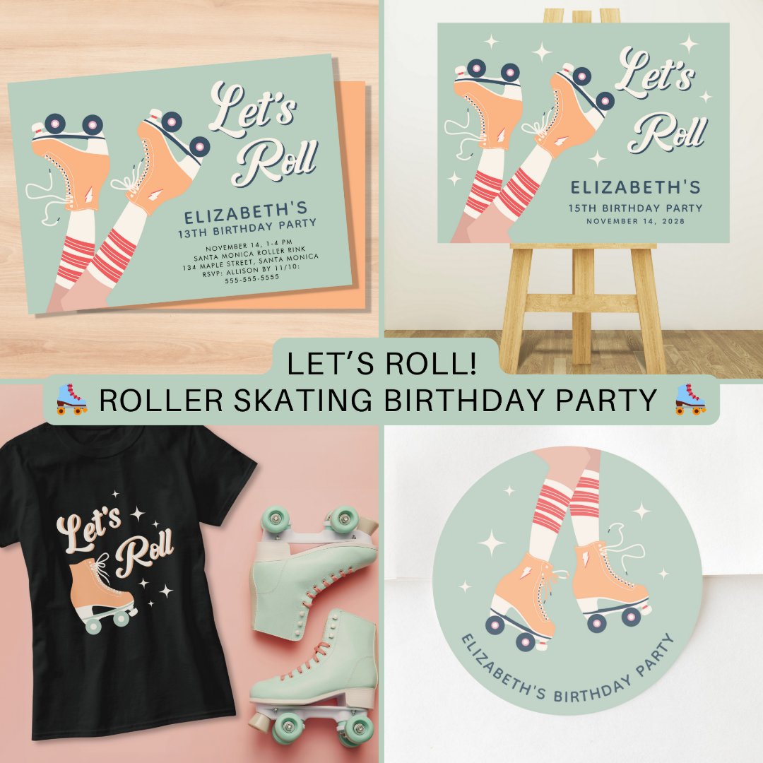 Girls Roller Skating Birthday Party Invitation | Zazzle