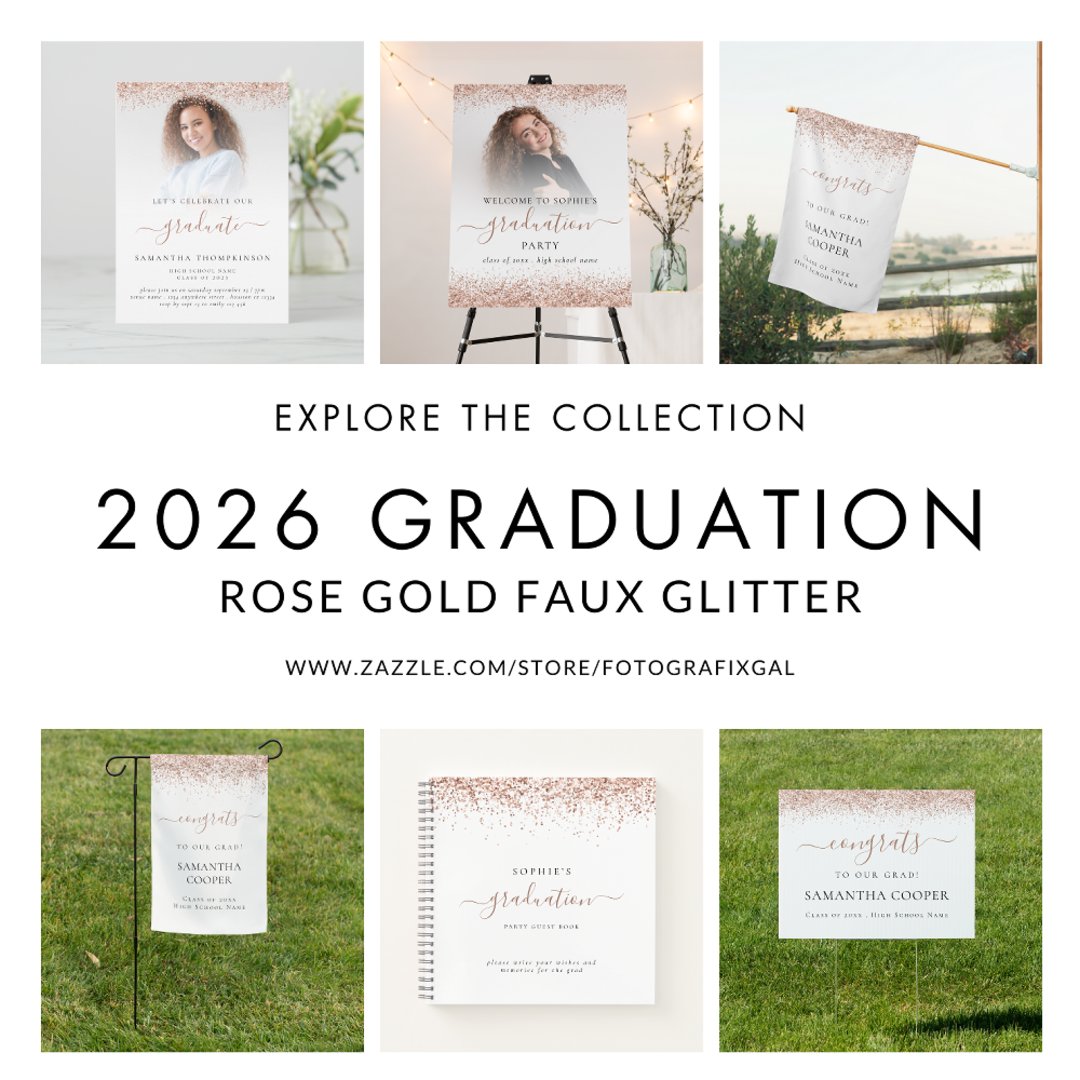 Rose Gold Glitter Congratulations Graduate Name Cake Topper | Zazzle