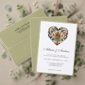 Norwegian Rosemaling Heart | Wedding Invitation | Zazzle