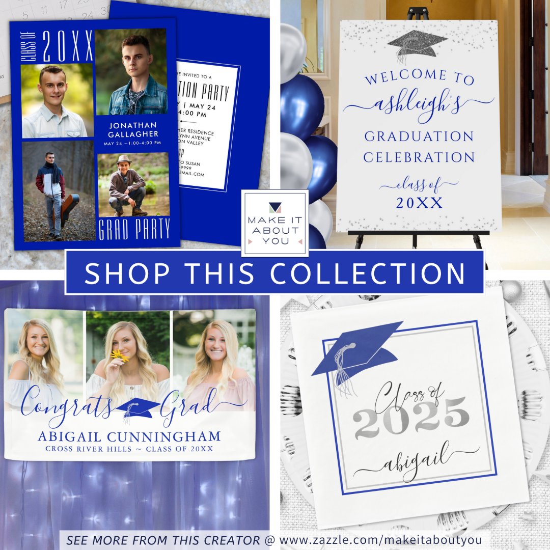Graduation Royal Blue Class Year Photo Backdrop | Zazzle