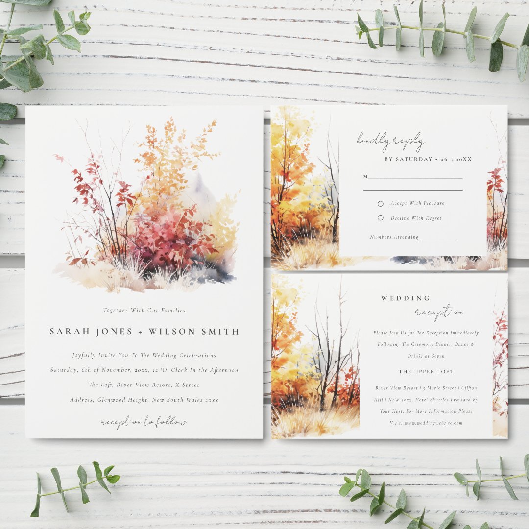Rust Yellow Fall Landscape Plaid Weekend Party Invitation | Zazzle