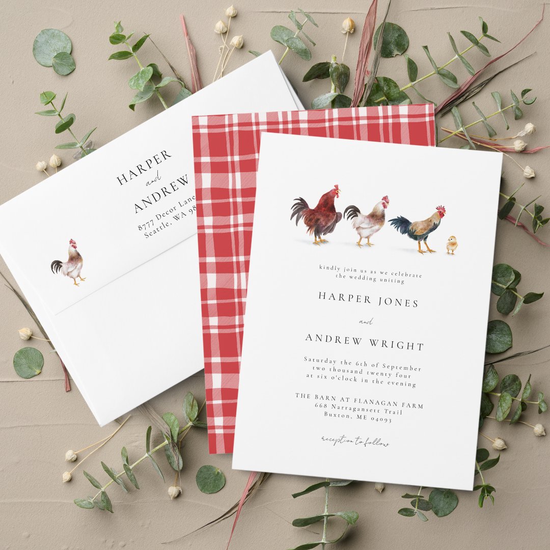 Boho Chicken Farm Wedding Details Enclosure Card | Zazzle