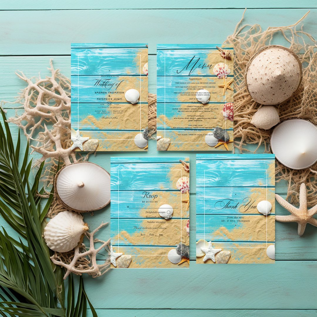 Rustic Turquoise Beach Wedding Invitation Flyer | Zazzle