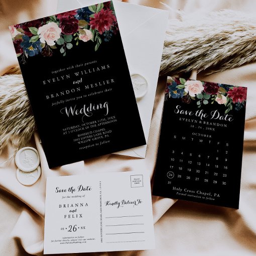 Rustic Black Botanical Confirmation Invitation | Zazzle