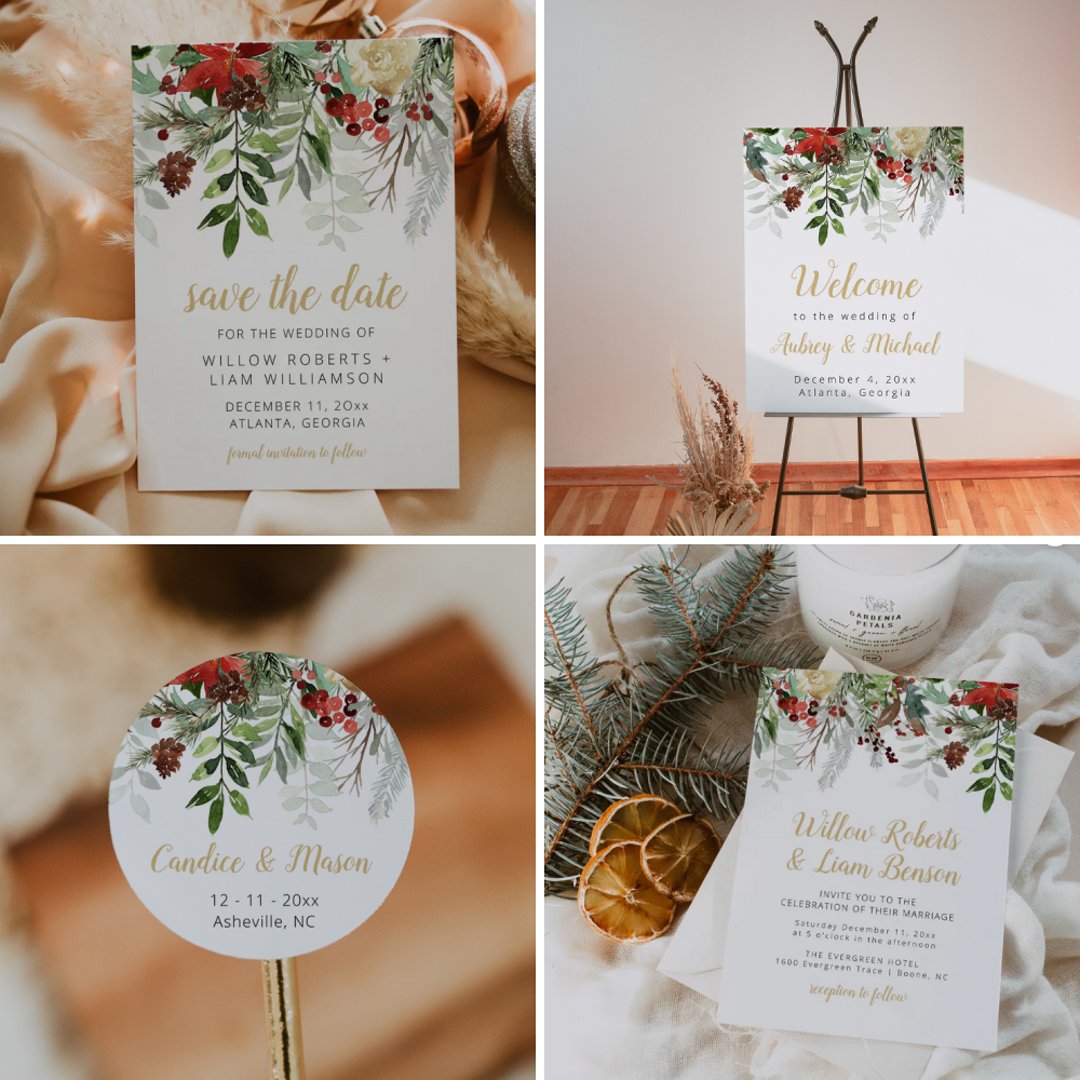 Rustic Holiday Wedding Invitation | Zazzle