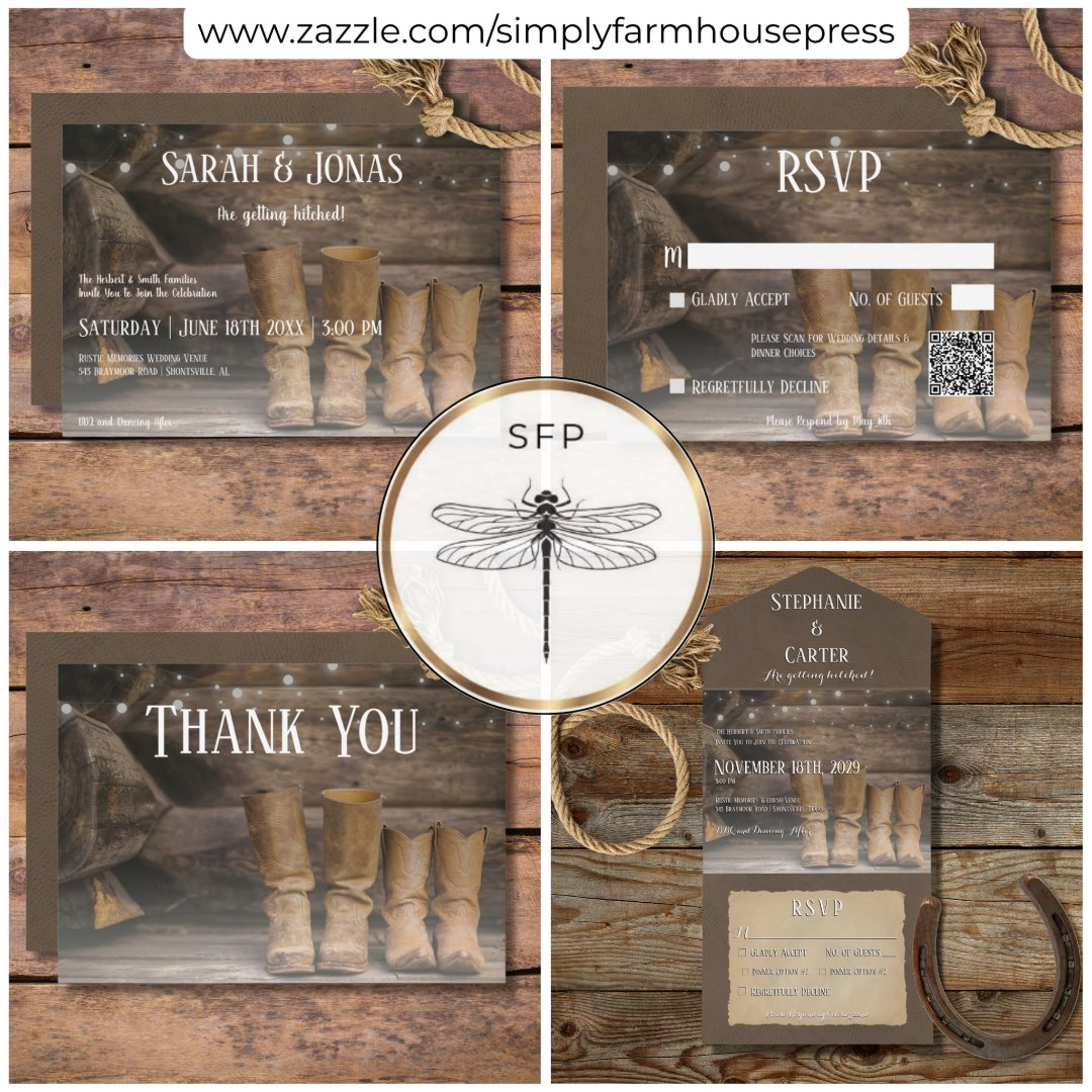 Barn & Boots Rustic Cowboy Wedding Save the Date Announcement Postcard ...
