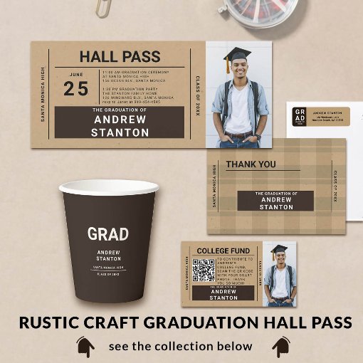 Hall Pass Grad Party Craft High School Invitation | Zazzle