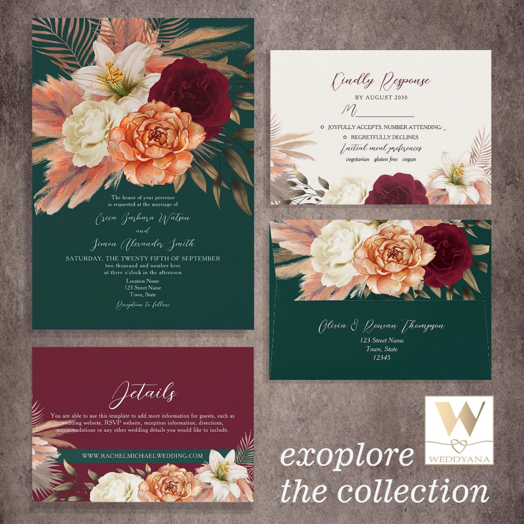 Burgundy Floral Wedding Return Address Label | Zazzle